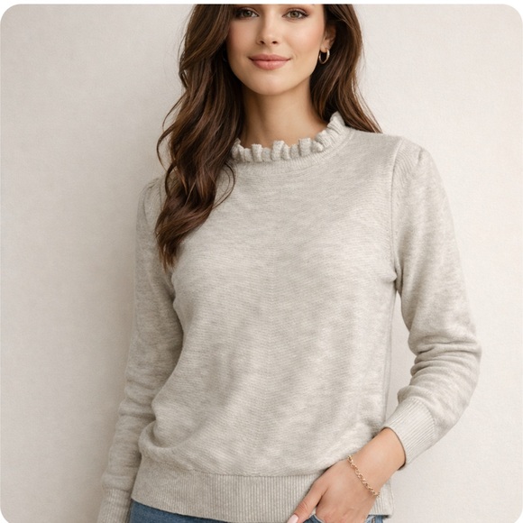 J. Crew | Sweaters | J Crew Ruffle Neck Sweater Wool Blend Size Small ...